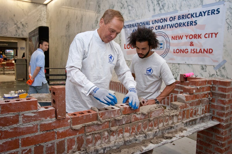 Senator Bonacic At Brick-Laying Demonstration Led by Local 5/International Union of Bricklayers ...